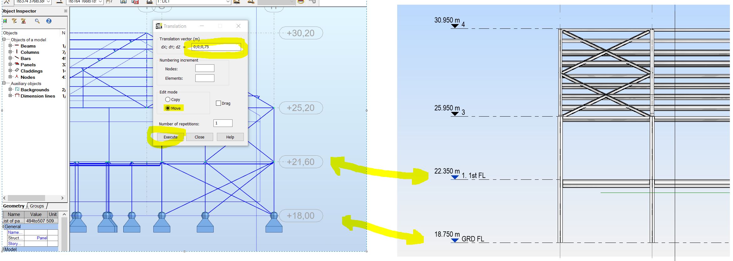 Incorrect object position after structure update from Robot Structural Analysis to Revit Structure