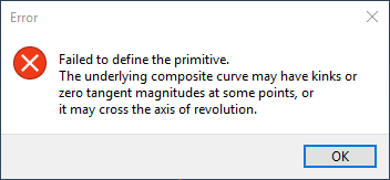 " Failed to define the primitive" The underlying composite curve may ...