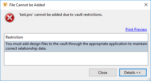Restriction: "You must add design files...maintain correct relationship ...