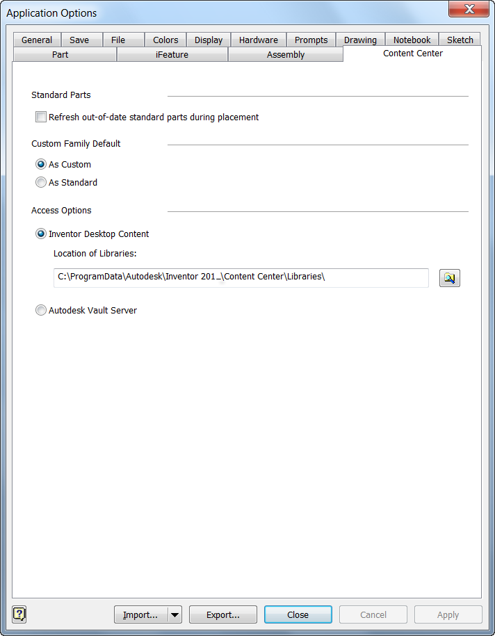 How to migrate custom content center libraries in Inventor
