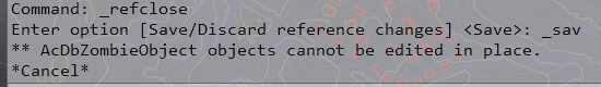 "Cannot save back changes because objects in the working set reference objects outside of the ...