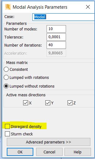 How structure mass for modal analysis is calculated in Robot Structural ...