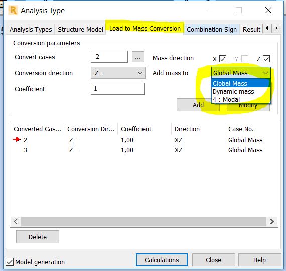 在 Robot Structural Analysis 中如何计算模态分析的结构质量