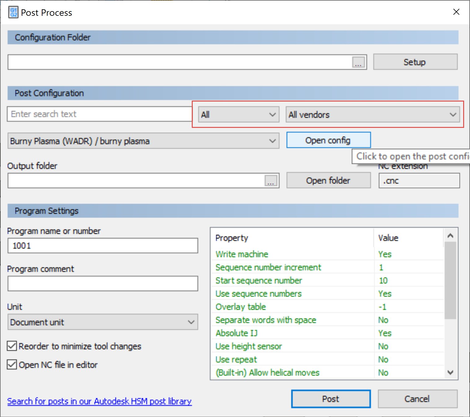 无法在 Fusion 的后处理配置设置中设置默认值