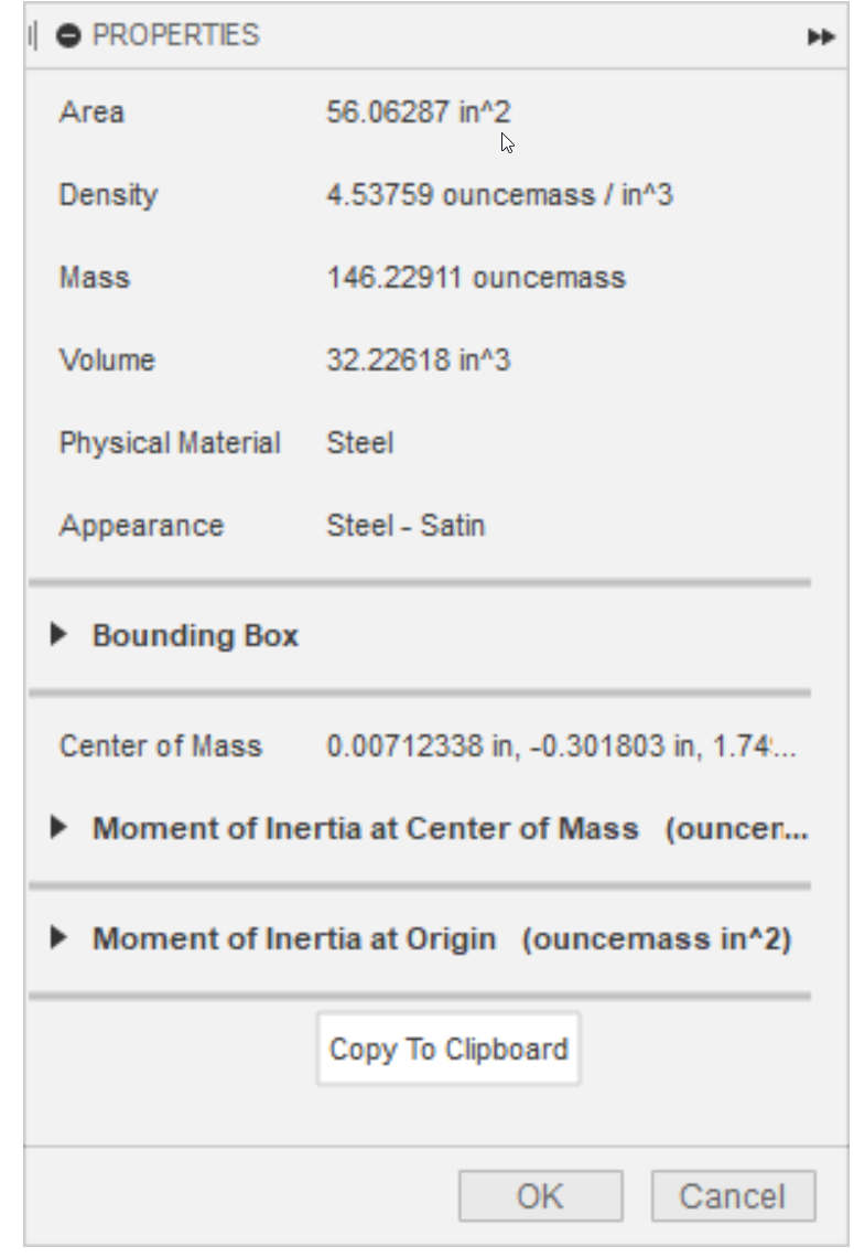 How to calculate external surface area of a body in Fusion
