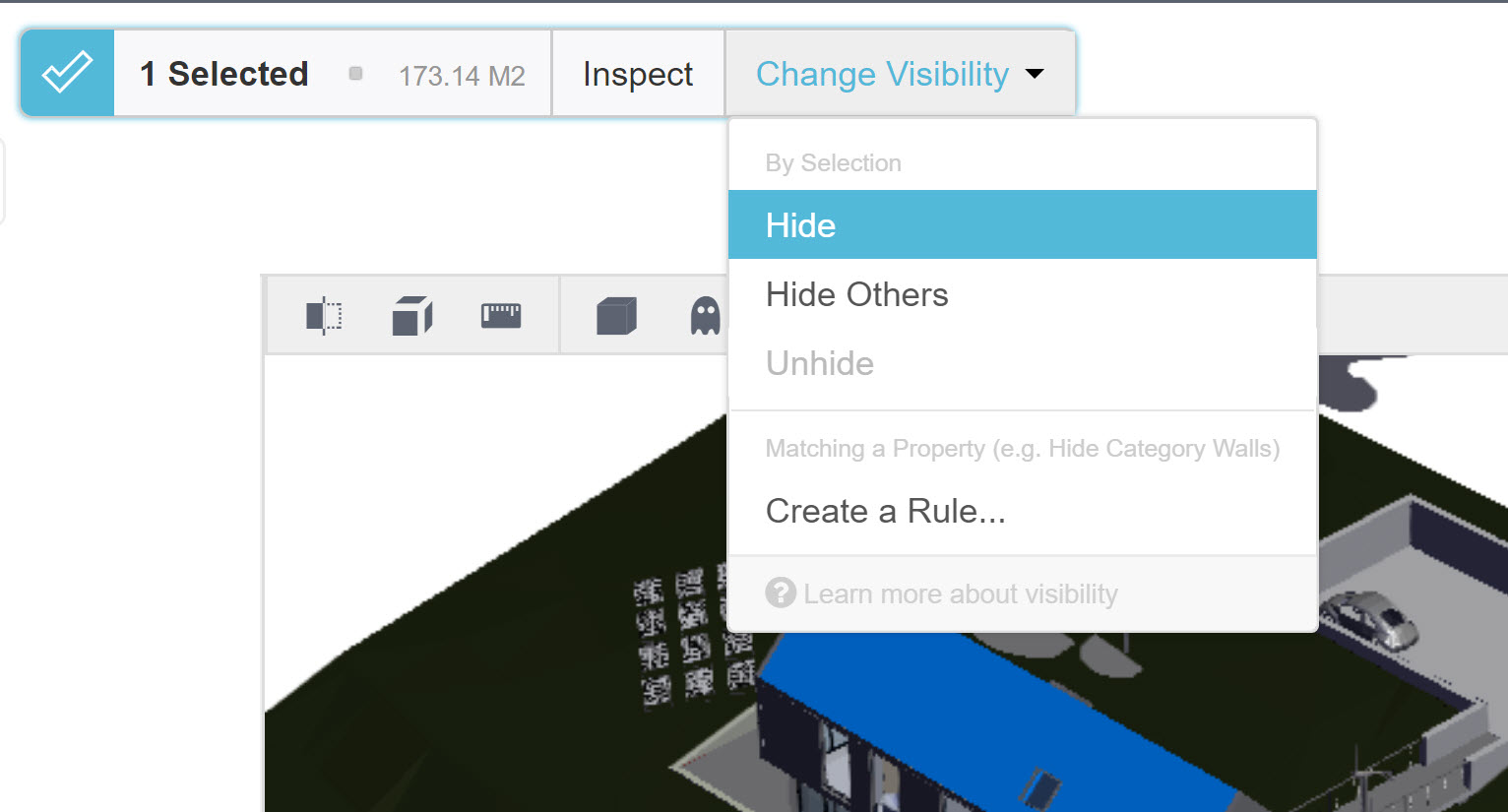 The hide feature in the Assemble selection bar does not successfully hide the selected elements