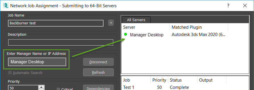 尝试从3ds Max提交Backburner作业时显示“连接被拒绝 — 服务未安装在主机计算机上”