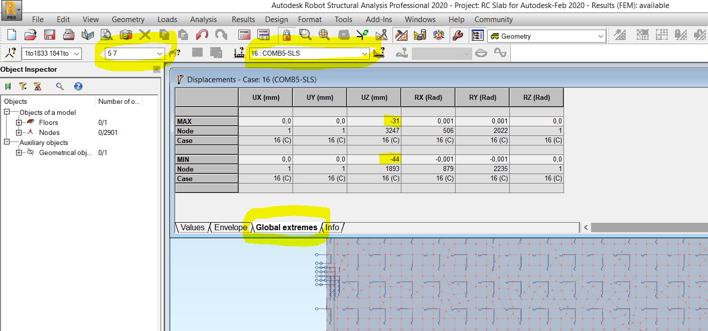 How to verify deflection of concrete slab supported with elastic foundation in Robot Structural ...