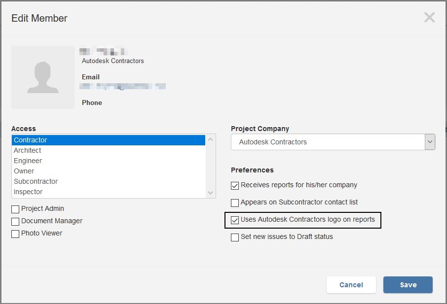 Outdated company logo appears when generating reports from BIM 360 Field