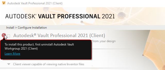 "To install this product, first uninstall Vault [edition1] [version ...