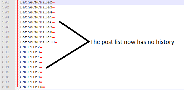 How to clear the post processor list in FeatureCAM