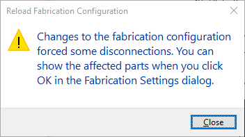 "Changes to the fabrication configuration forced some disconnections ...