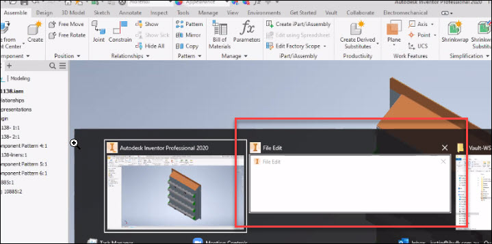 Blank File Edit dialog box is shown off the screen and prevents ...