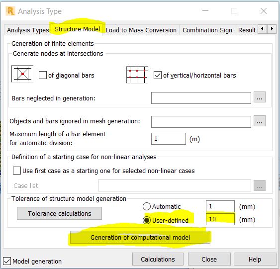 "Separate structure" during model calculation in Robot Structural Analysis