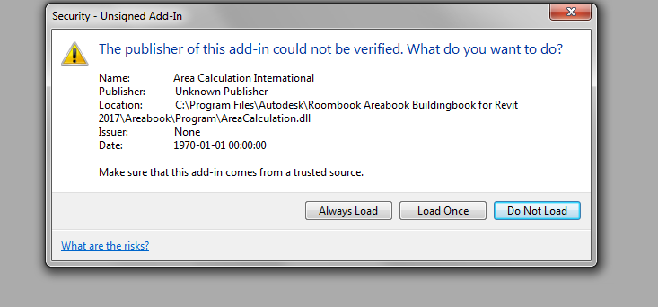 The code signing window always appears when launching Revit