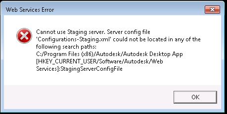 "Web Services Error - Cannot use Staging server. Server config file ...