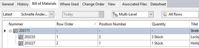 BOM表不显示在Vault中为条目分配了Inventor部件(IAM)的零部件