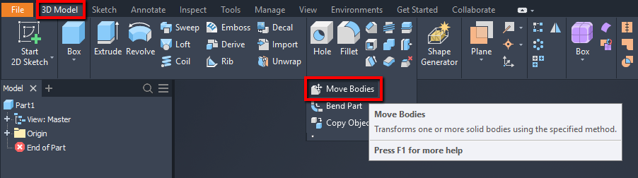 How to align a part file to the coordinate origin principle planes in Inventor.