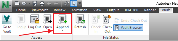 Unable to Check In via Vault add-in a DWG or IAM files as appended document to NWF in Navisworks ...