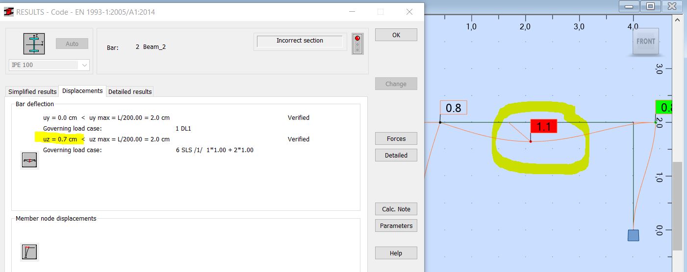 Graphical bar displacement different from bar deflection from steel ...