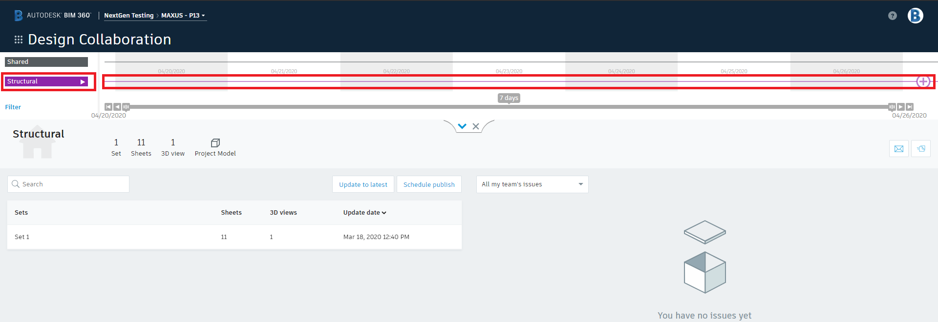 La timeline di Design Collaboration in BIM 360 non mostra l'icona del ...