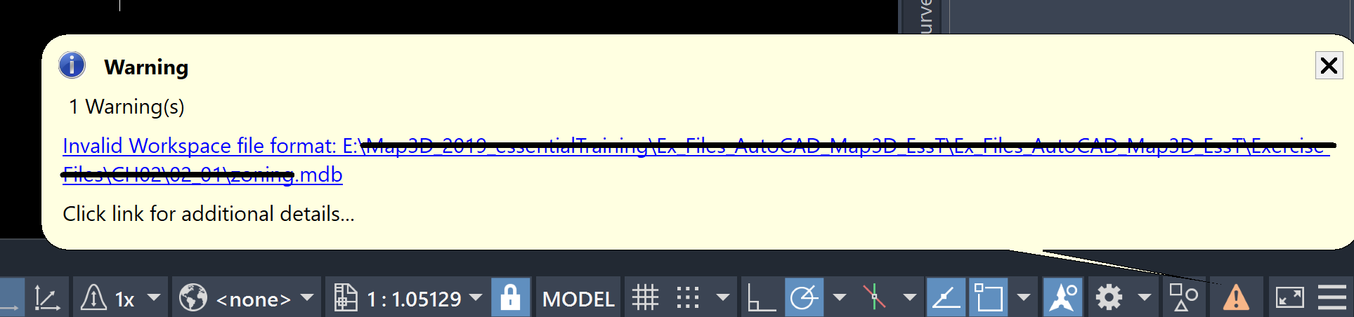 Attaching file in Map Explorer shows Invalid Workspace file format error