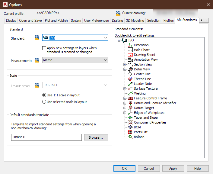 Missed AM Standard configuration when opening a drawing in AutoCAD ...