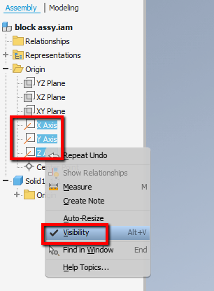 How to align an assembly component to the Origin Axis in Inventor