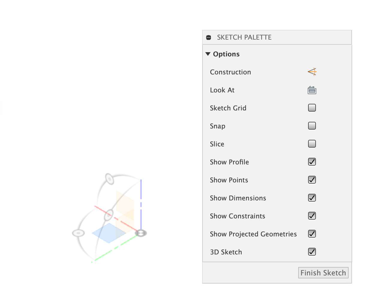 Creating a sketch line shows an XYZ triad in Fusion 360