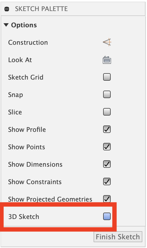 Creating a sketch line shows an XYZ triad in Fusion 360