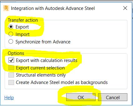 Integration with Advanced Steel Add-in crashes while model exporting from Robot Structutral Analysis