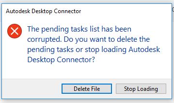 "The pending tasks list has been corrupted" when saving a file from ...