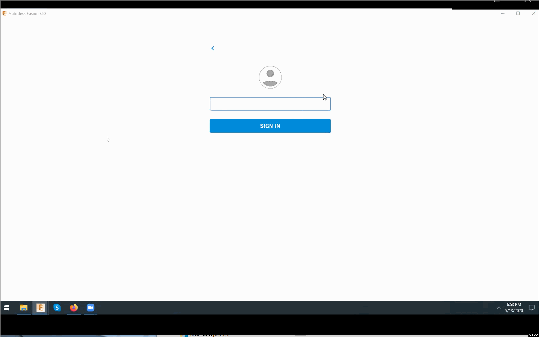 O login na senha do Fusion 360 não está visível e parece que não pode ...