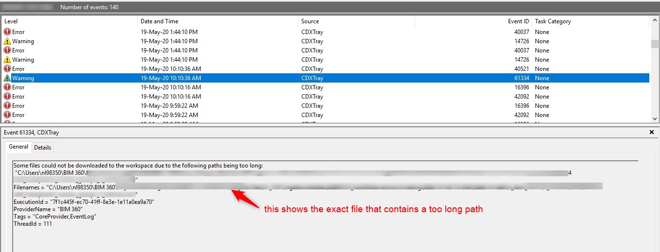 "Some items could not be downloaded since their path was over the limit ...