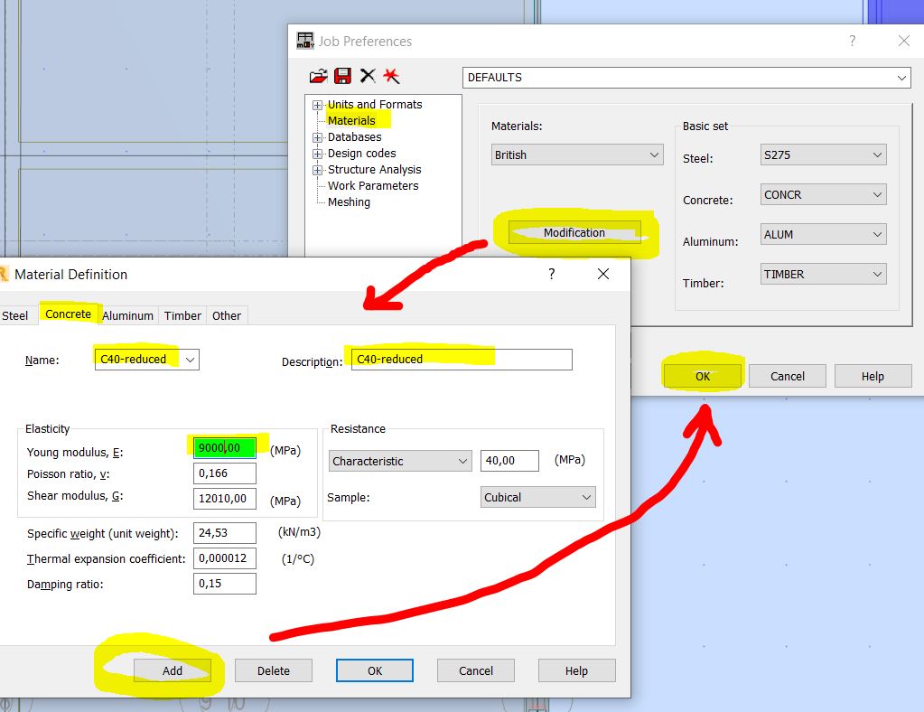Comment mettre à jour le module de Young du matériau dans la définition ...