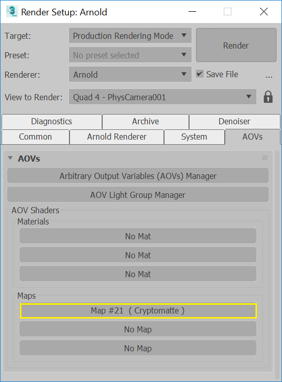Cannot render Arnold Cryptomatte AOVs in 3ds Max