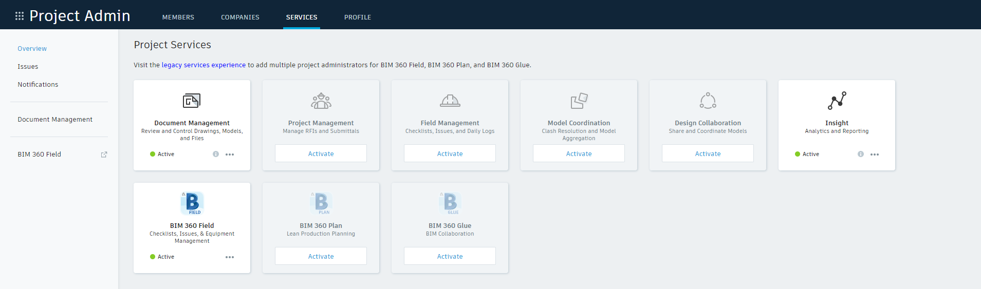 Les nouveaux administrateurs de projet ne peuvent pas être affectés à partir de la page Services ...