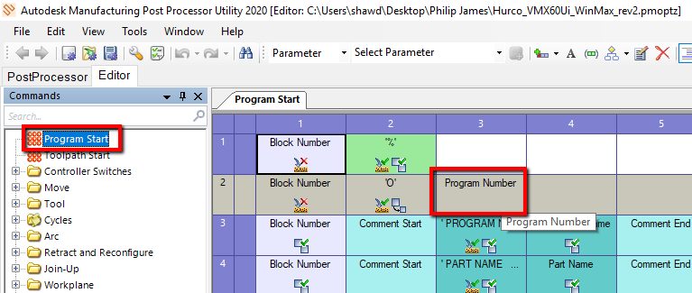 How to add program number to nc output of a PowerMill Hurco_VMX60Ui_WinMax.pmoptz Post processor.