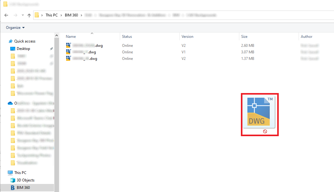 Drag and drop files or folders to Desktop Connector shows a circle with a slash through it