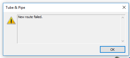 "New route failed." when trying to create a new Tube and Pipe route in ...