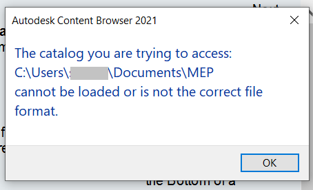 "The catalog you are trying to access:..." error appears when working with the Content Browser ...