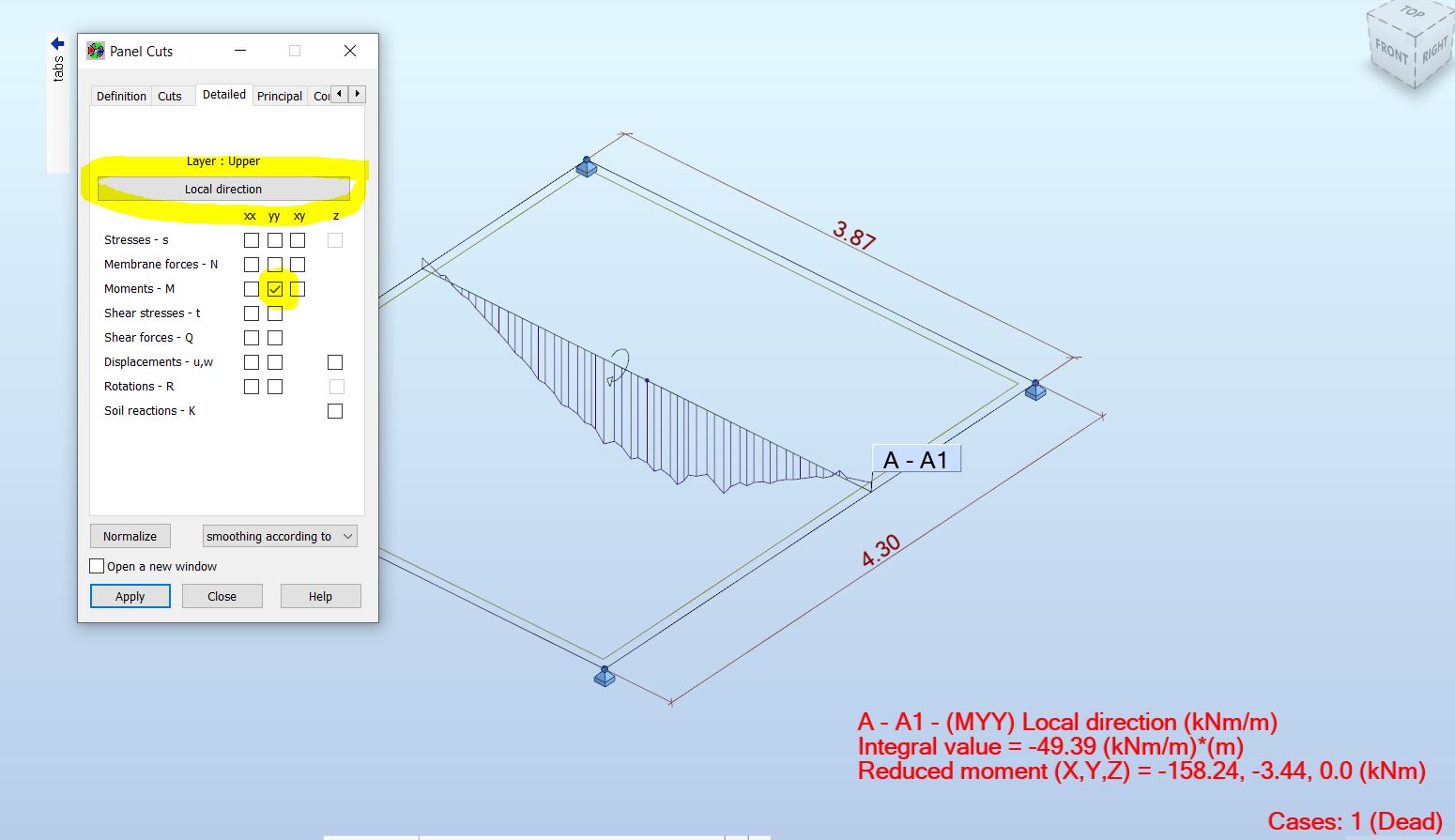 Different value of integral and reduced bending moment or reduced force ...