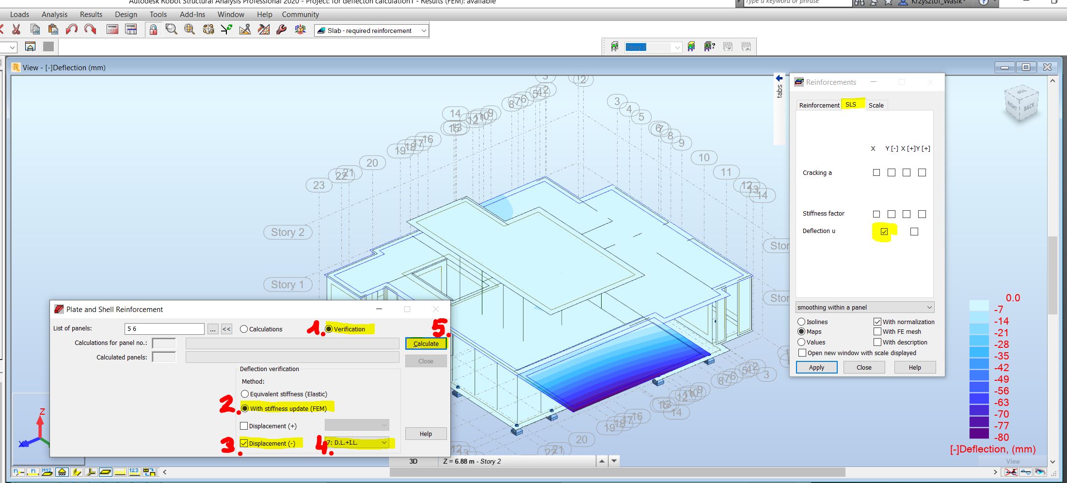 How to calculate long term RC slab deflection with upstand beam defined ...