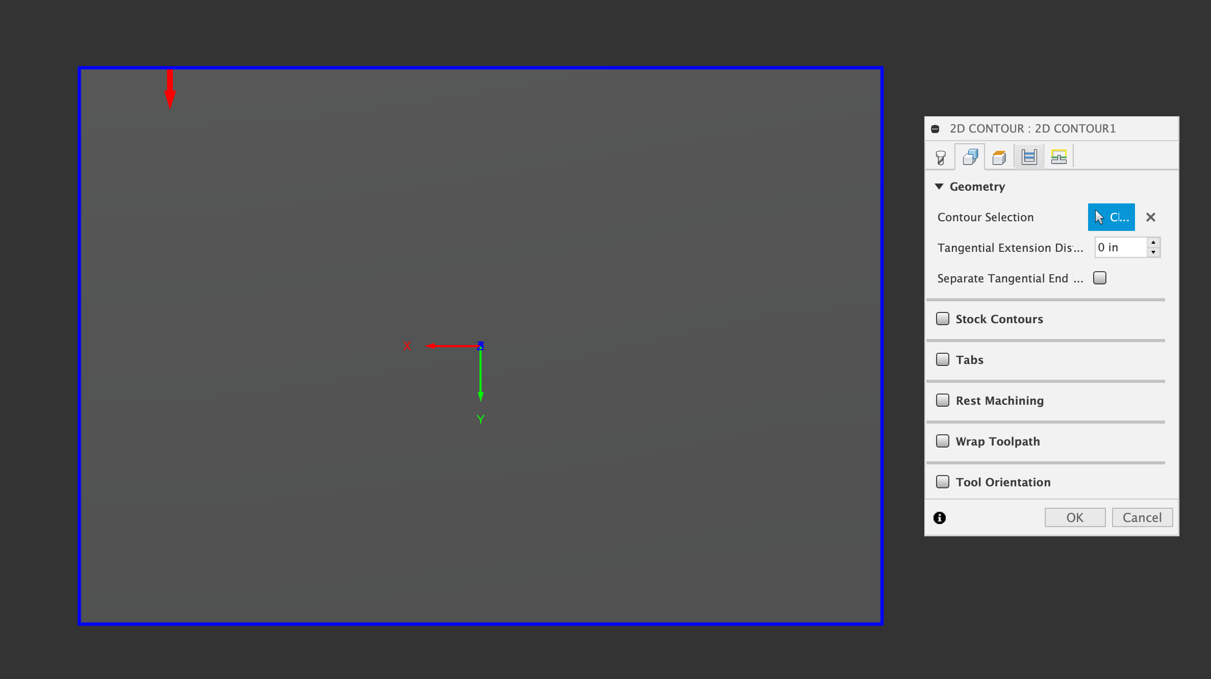 2D toolpath cuts on wrong side of selected model contour in Fusion