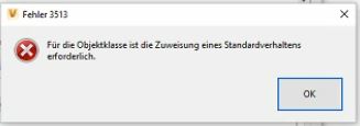 "Error 3513: The object class requires the assignment of a default behavior." when trying to ...