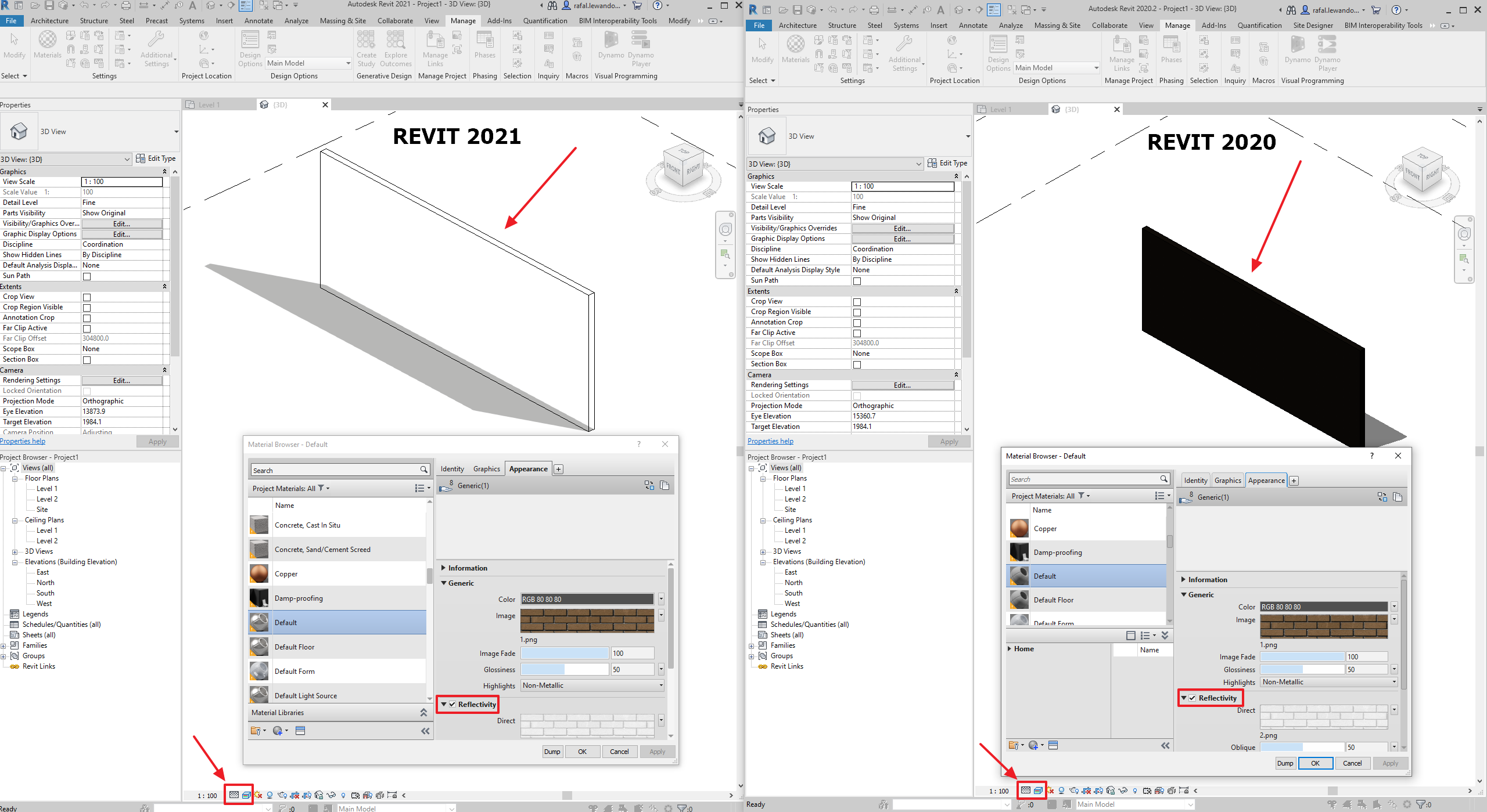 Material with the reflectivity option containing texture in advanced ...