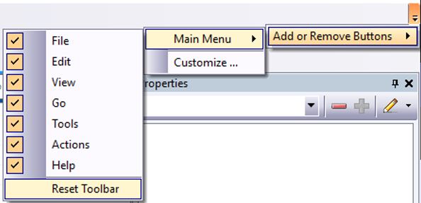 Main menu across the top disappeared in Vault Client