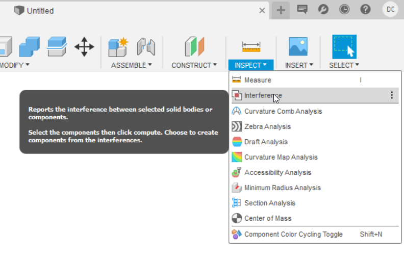 Is there a way to check for interference between components or bodies ...