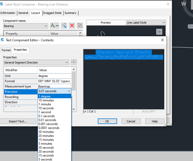How to change the label style settings for lines and curves in Civil 3D