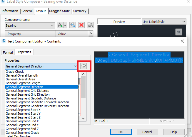 How to change the label style settings for lines and curves in Civil 3D